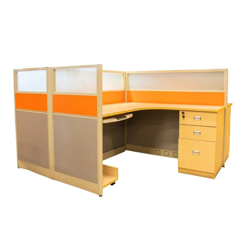 4 WAY WORKSTATION WITH GLASS PARTITION 1400m LY-215 • Fairdeal Furniture