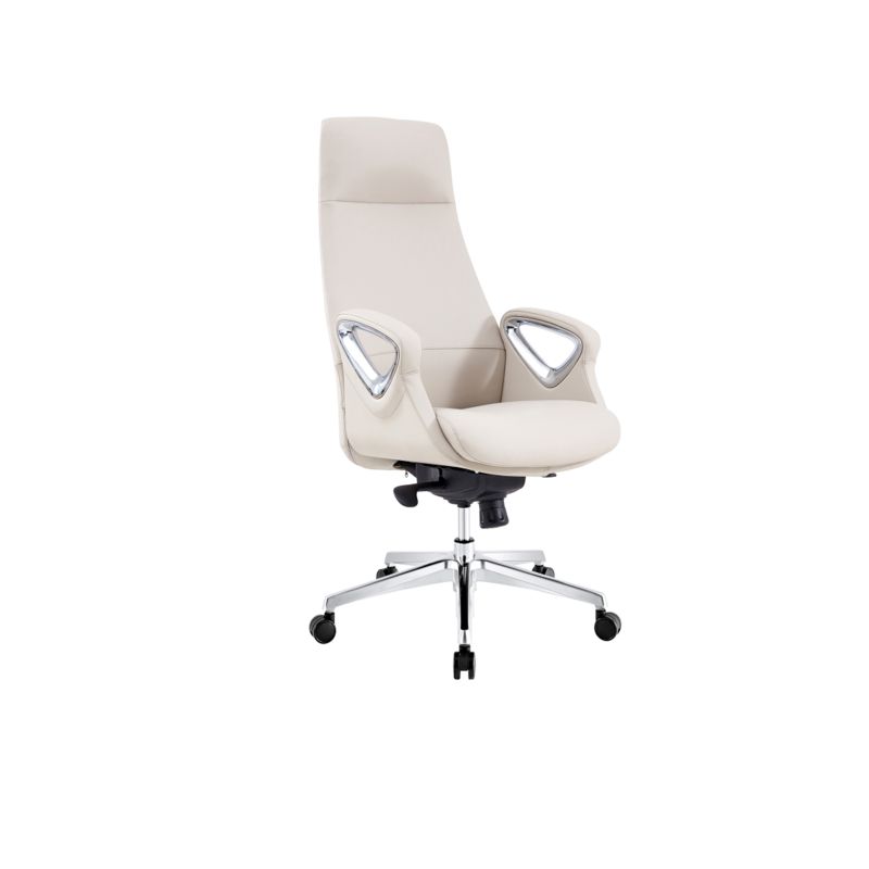 EXECUTIVE WHITE LEATHER HIGH BACK OFFICE CHAIR PY-12 • Fairdeal Furniture